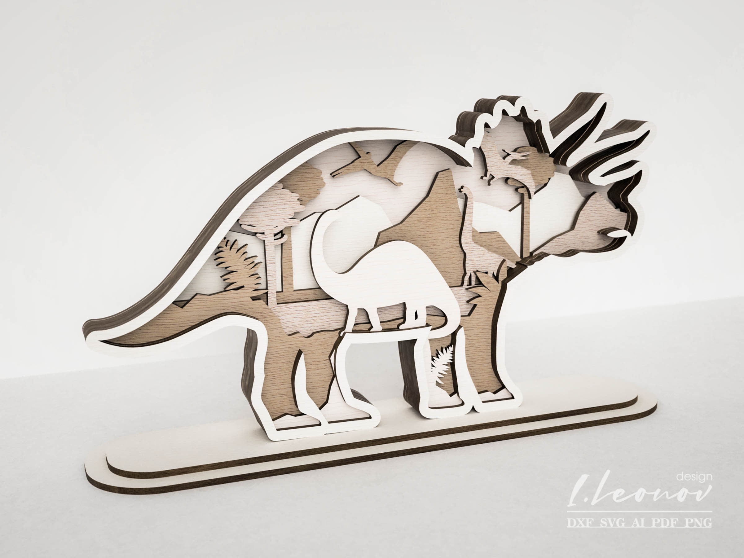 Multilayer Laser Cut File Triceratops Landscape Dxf File SVG - Etsy