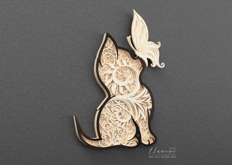 Cat With Butterfly Multilayer Project for Laser Cutting. | Etsy
