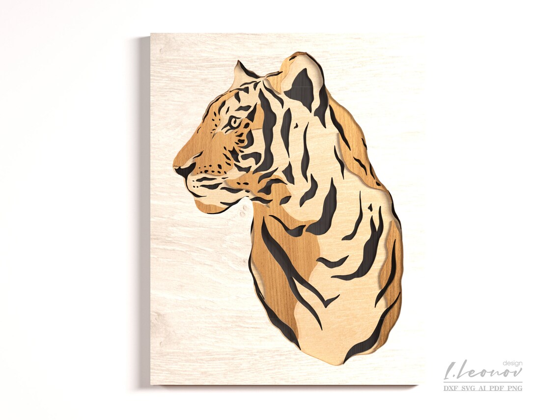 Multilayer Laser Cut File, Tiger Head Dxf File, Laser Cut File Wooden ...