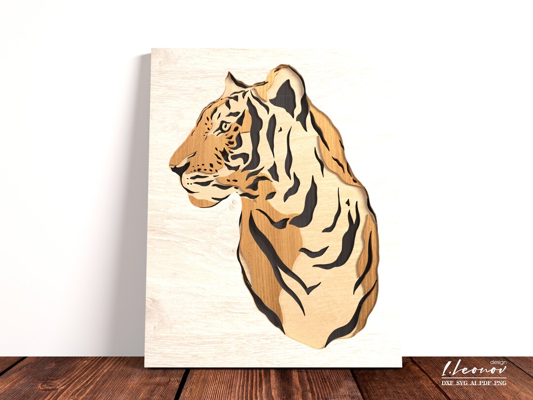Multilayer Laser Cut File, Tiger Head Dxf File, Laser Cut File Wooden ...