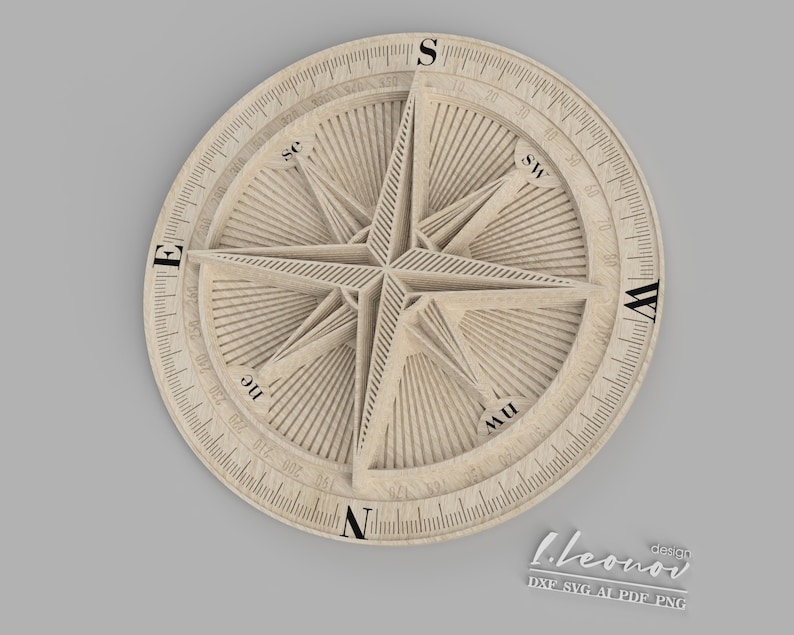 Multicapa laser cut Compass Compass dxf file SVG Ai EPS Dxf | Etsy