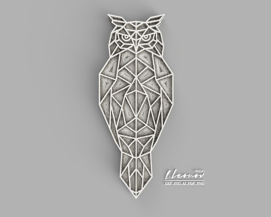Multilayer Geometric Shape Owl, Laser Cut File, SVG Ai EPS Dxf Laser ...