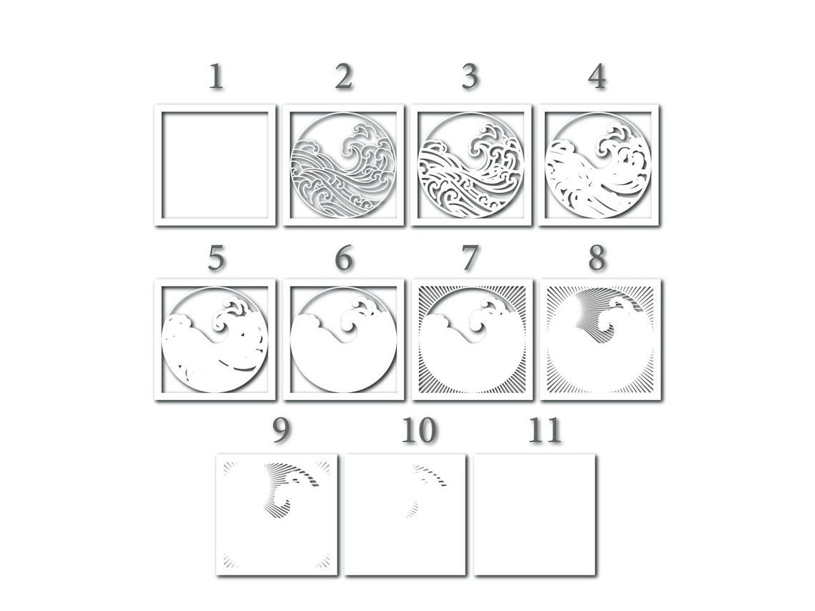 Digital File, Multilayer Sea DXF File, DXF File for Laser Cut, Layered ...