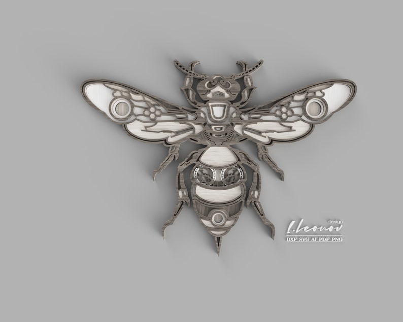 Steampunk Bee Multilayer Project for Laser Cutting. Digital Layer Wall ...