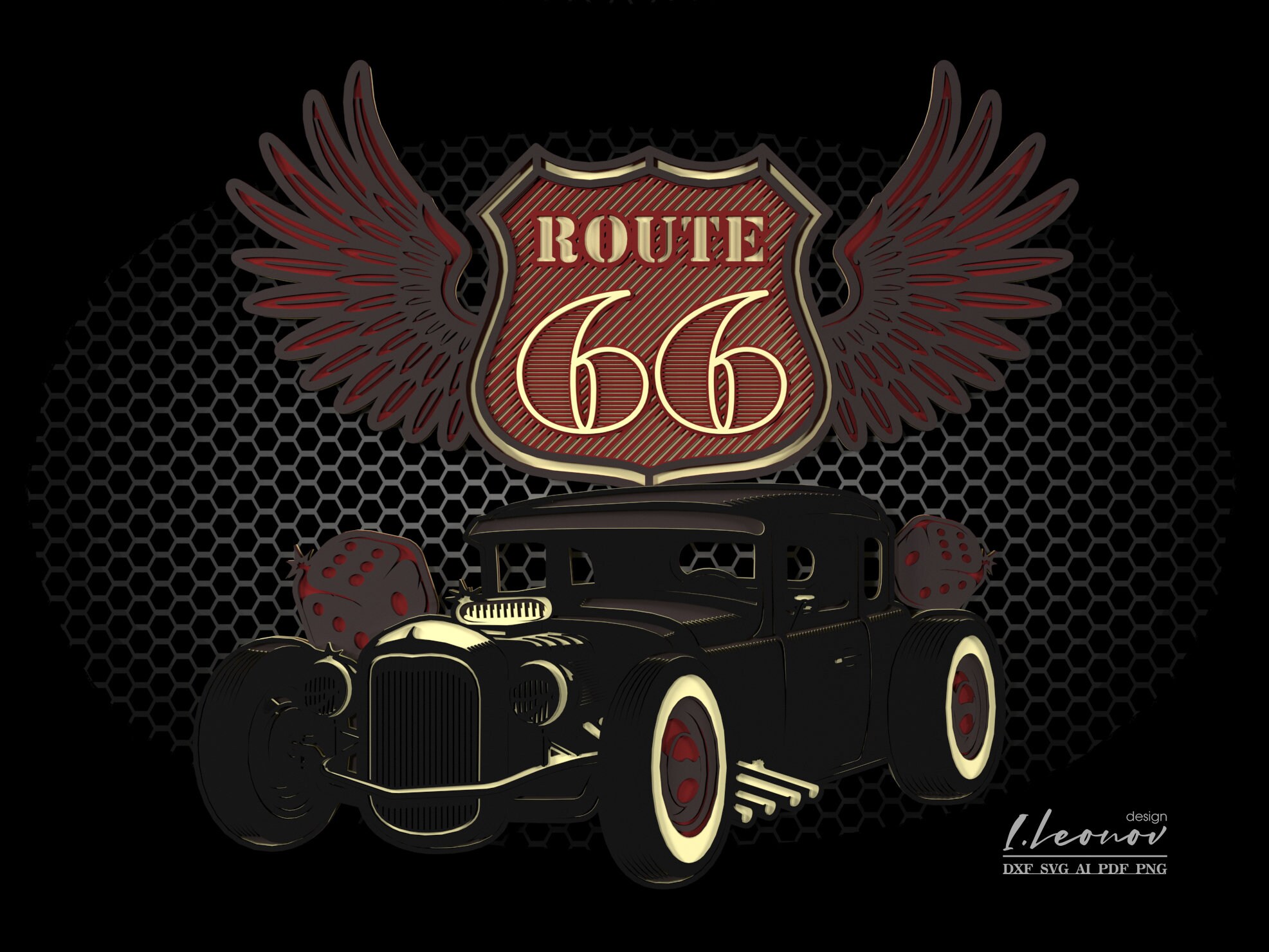 Laser Cut Wall Art Route 66 Vector File Multilayer Dxf File | Etsy ...