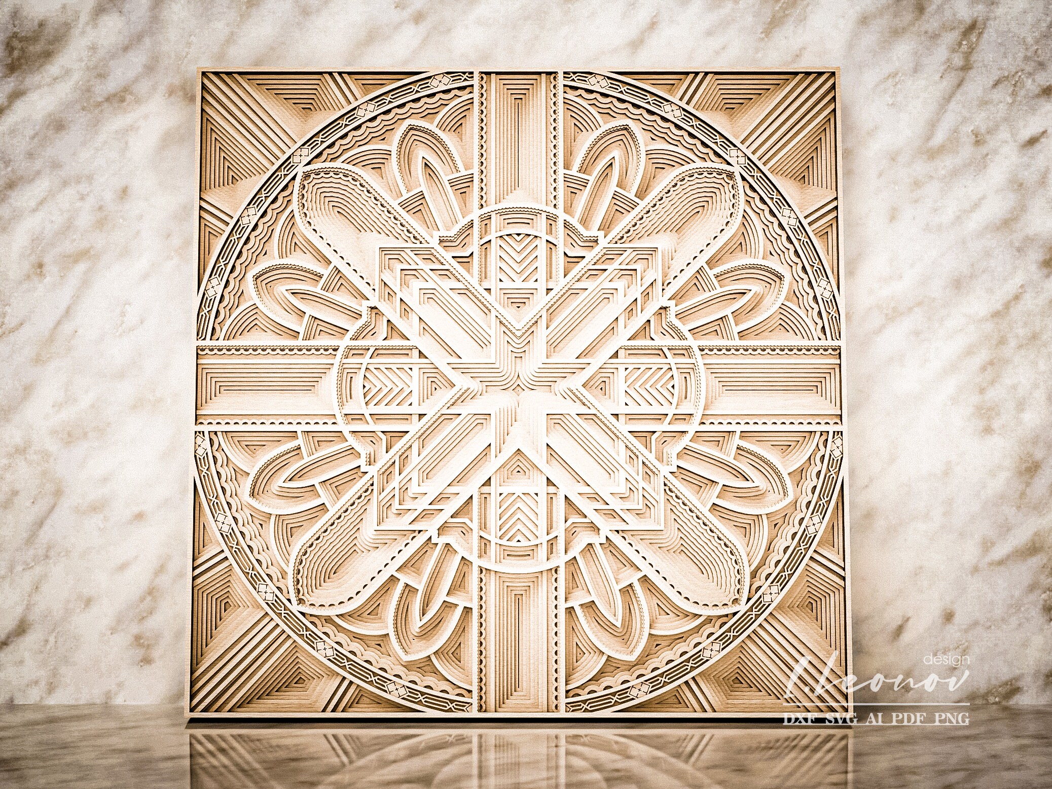 Large Wooden Scoulpture Wall Art Mandala DXF File Multilayer - Etsy