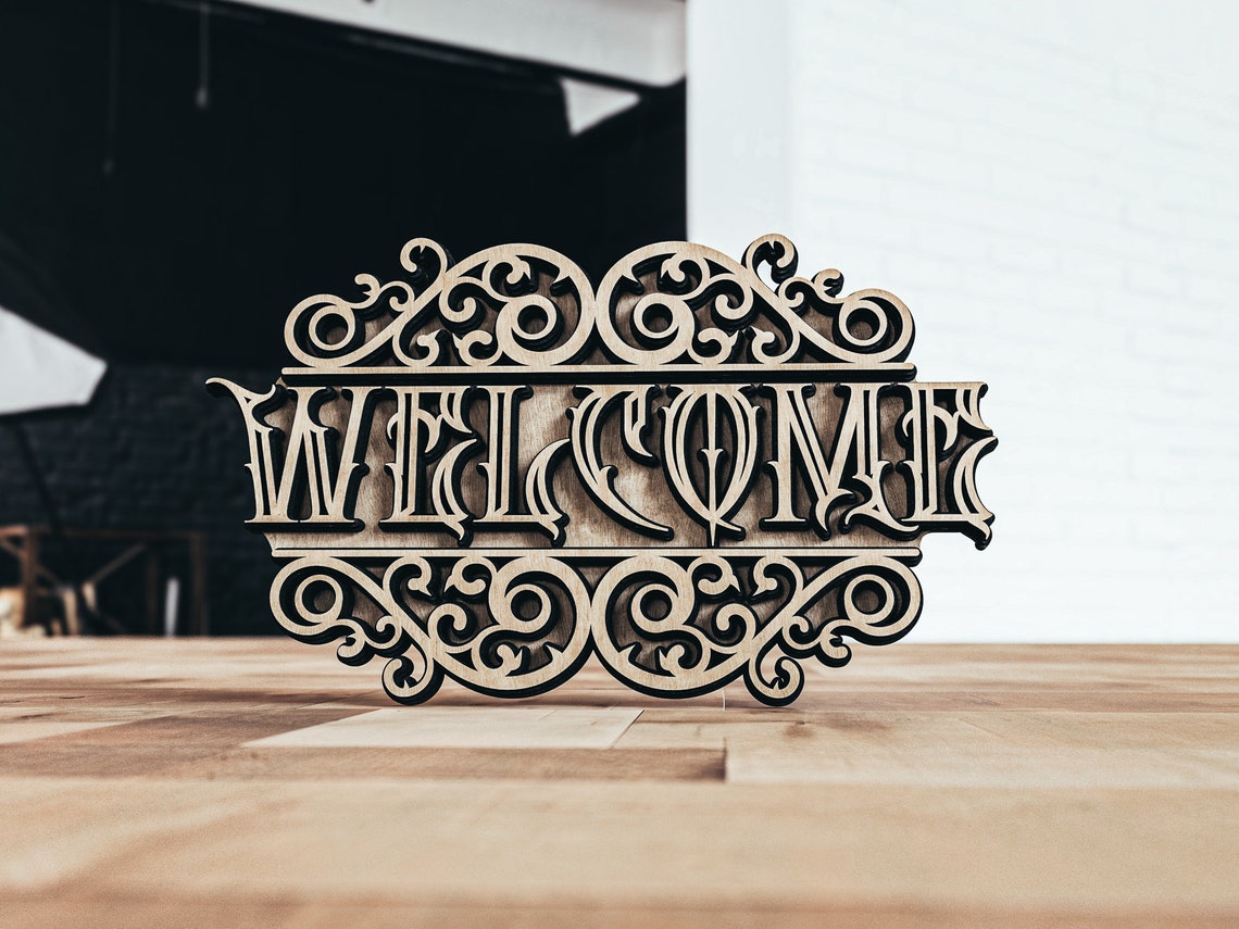 Laser Cut Welcome Sign Vector File Multilayer Dxf File for - Etsy