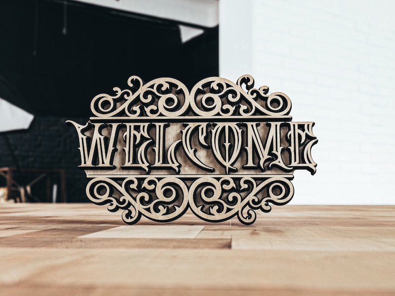 Laser Cut Welcome Sign Vector File Multilayer Dxf File for - Etsy