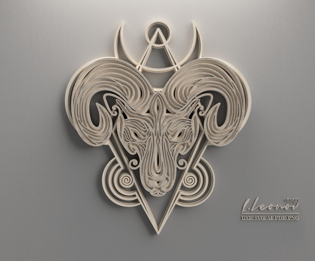 Aries Zodiac Sign, Multilayer Wall Decoration, Aries DXF Laser Cut File ...