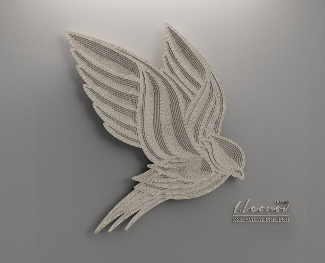Multilayer Flying Bird, Laser Cut File, SVG Ai EPS Dxf Laser Cut Wall ...