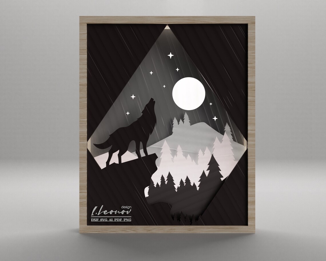 Multilayer Wall Lamp Dxf File for Laser Cutters, Wild Scene Wall Art ...
