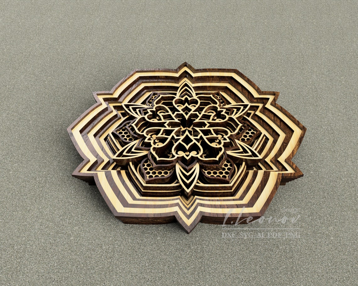 Digital file Multilayer Mandala DXF file DXF File for Laser | Etsy