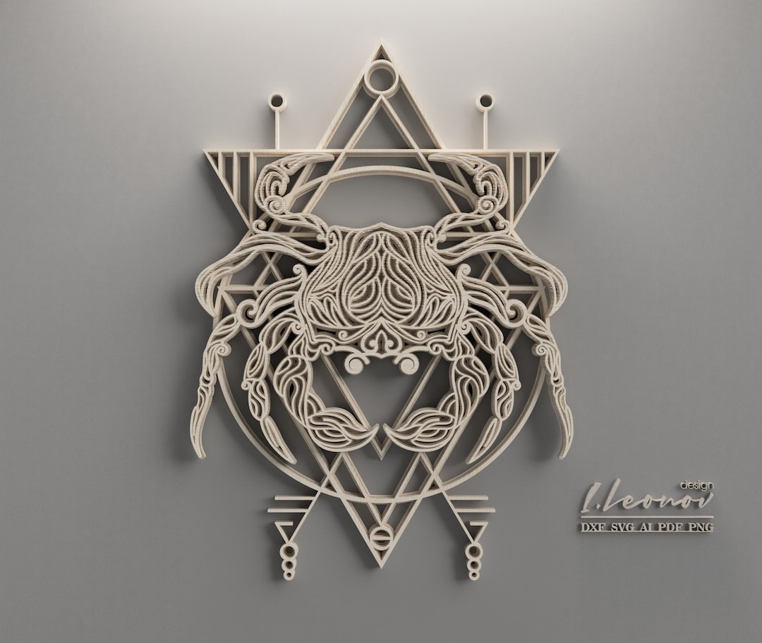 Cancer Zodiac Sign, Multilayer Cancer Wall Decoration, Cancer DXF ...