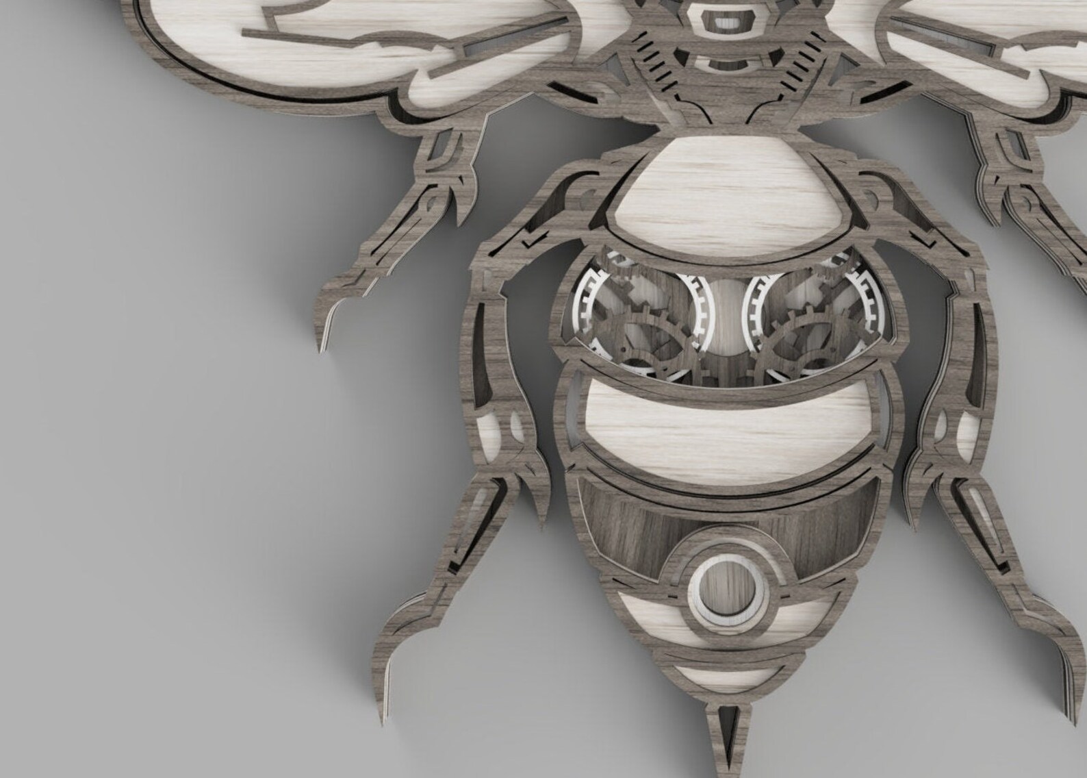 Steampunk Bee Multilayer Project for Laser Cutting. Digital Layer Wall ...