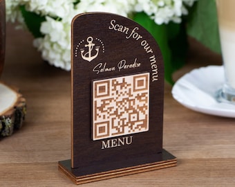 Table QR Code Sign QR Code Stand Tabletop Sign Small Bussiness Qr Code ...