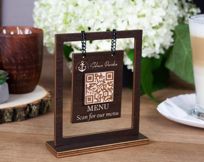 Scan for Menu Sign Custom QR Code Menu QR Code Tabletop Sign Scan for ...