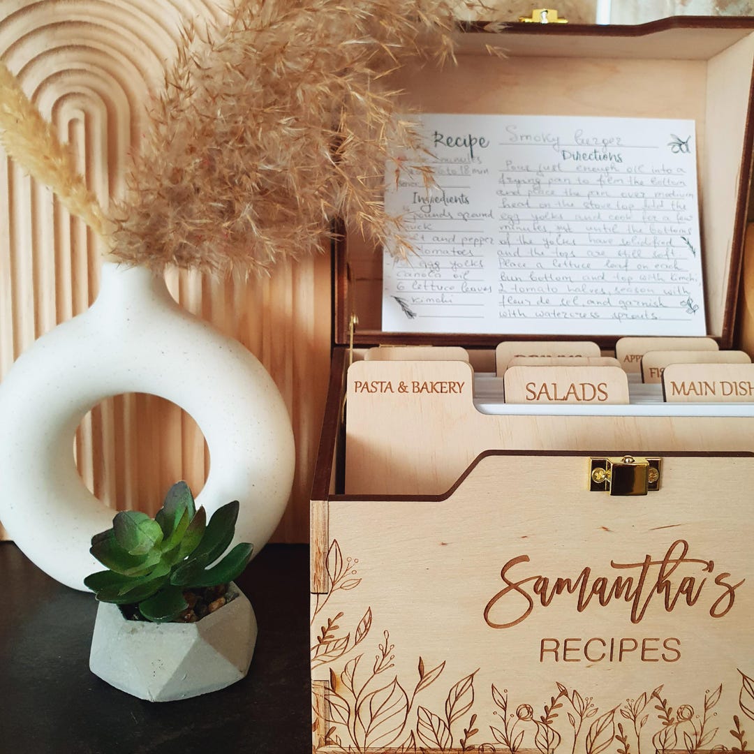 Floral Recipe Box Recipe Cards Gift for Grandma Christmas Gift for Mom ...