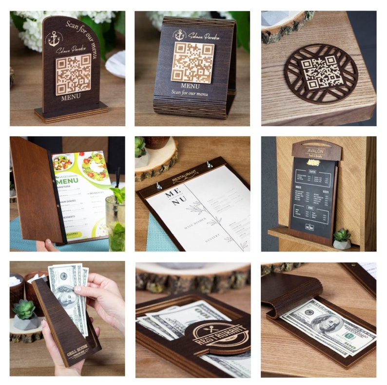 Acrylic Menu QR Code Sign Double-sided Menu Display QR Code Menu Wi-fi ...