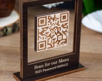 Table QR Code Sign QR Code Stand Tabletop Sign Small Bussiness Qr Code ...