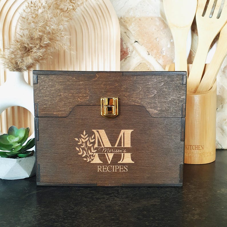 Personalized Recipe Box 4 X 6 Recipe Cards Box Christmas Gift for Mom ...