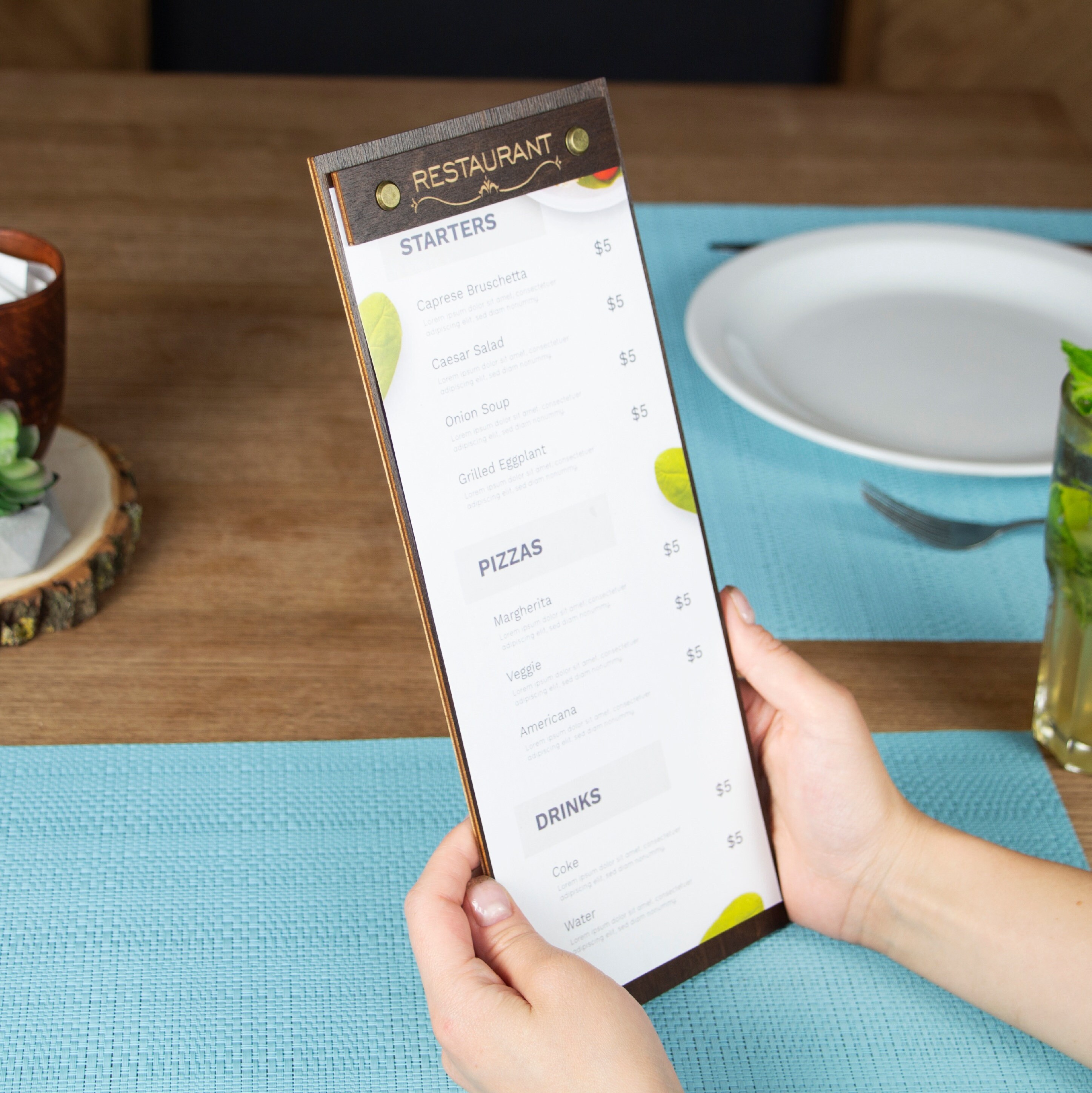 Custom Menu Board Restaurant Menu Folder Personalized Menu Cover Wood ...