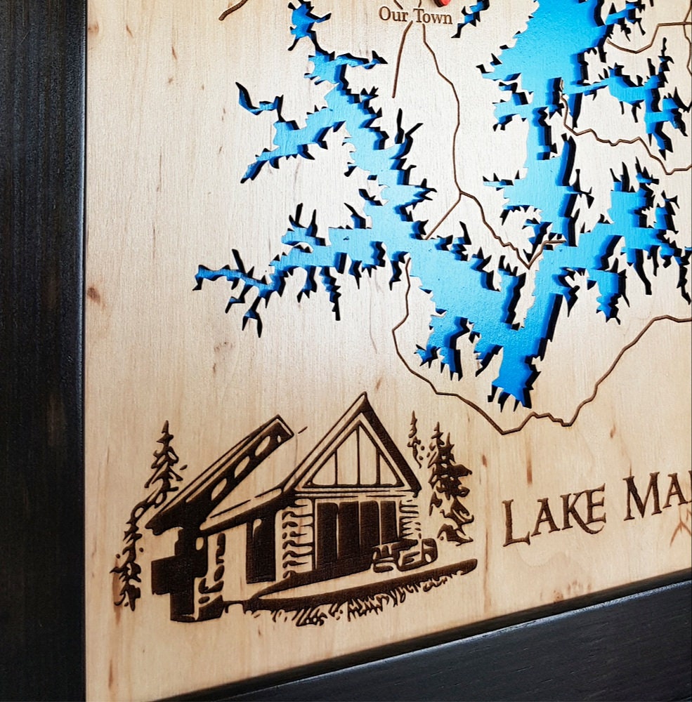 Wooden Lake Map any Lake Lake House Map River Map Large - Etsy