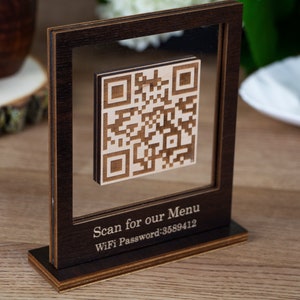 Acrylic Menu QR Code Sign Double-sided Menu Display QR Code Menu Wi-fi ...