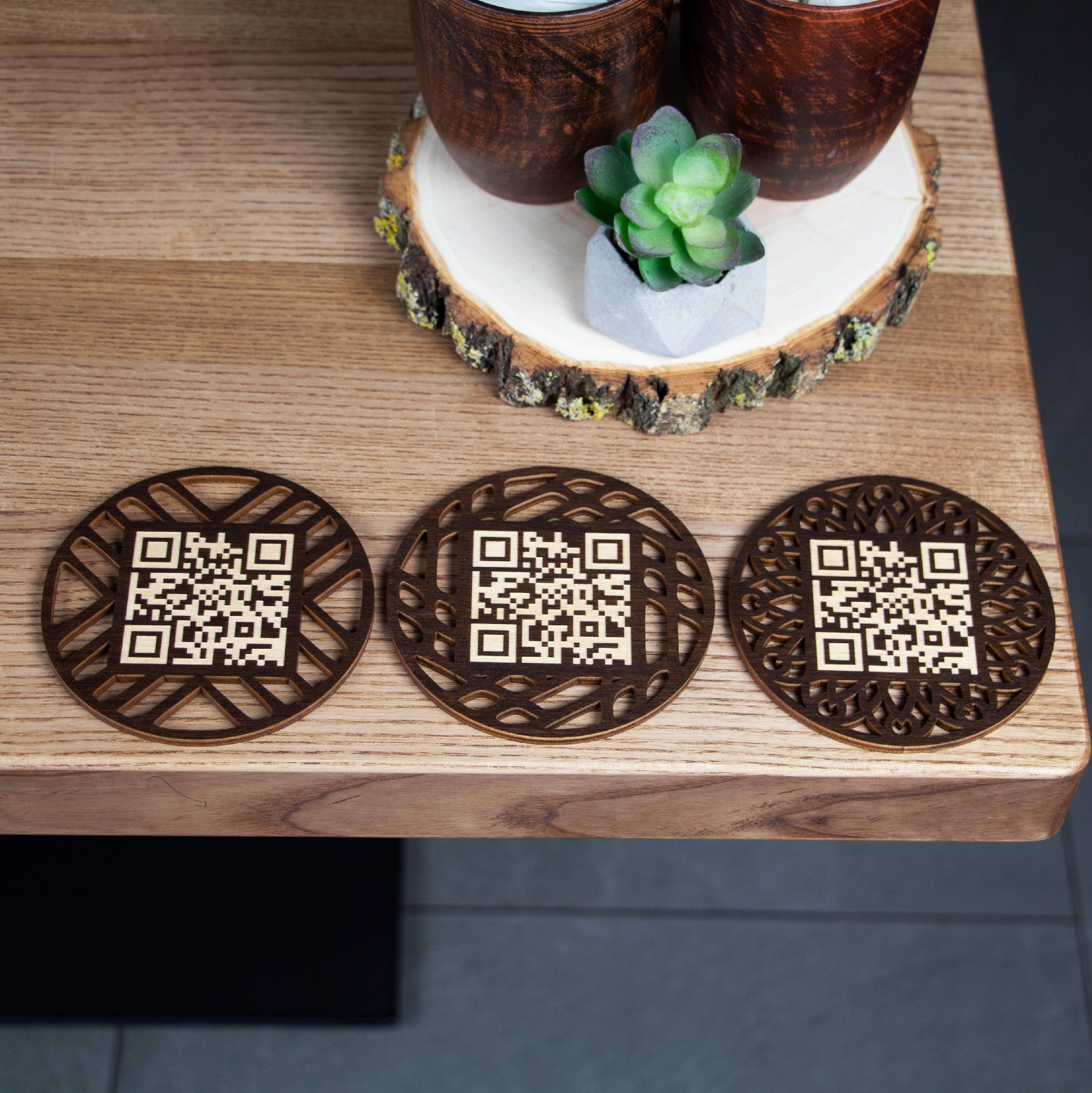 Restaurant QR Code Menu Custom QR Code Sign With Logo Wooden - Etsy
