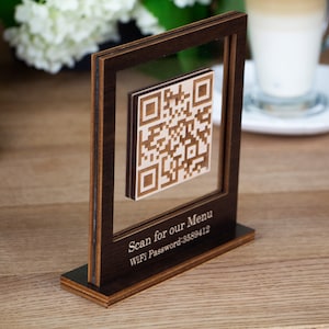 Acrylic Menu QR Code Sign Double-sided Menu Display QR Code Menu Wi-fi ...