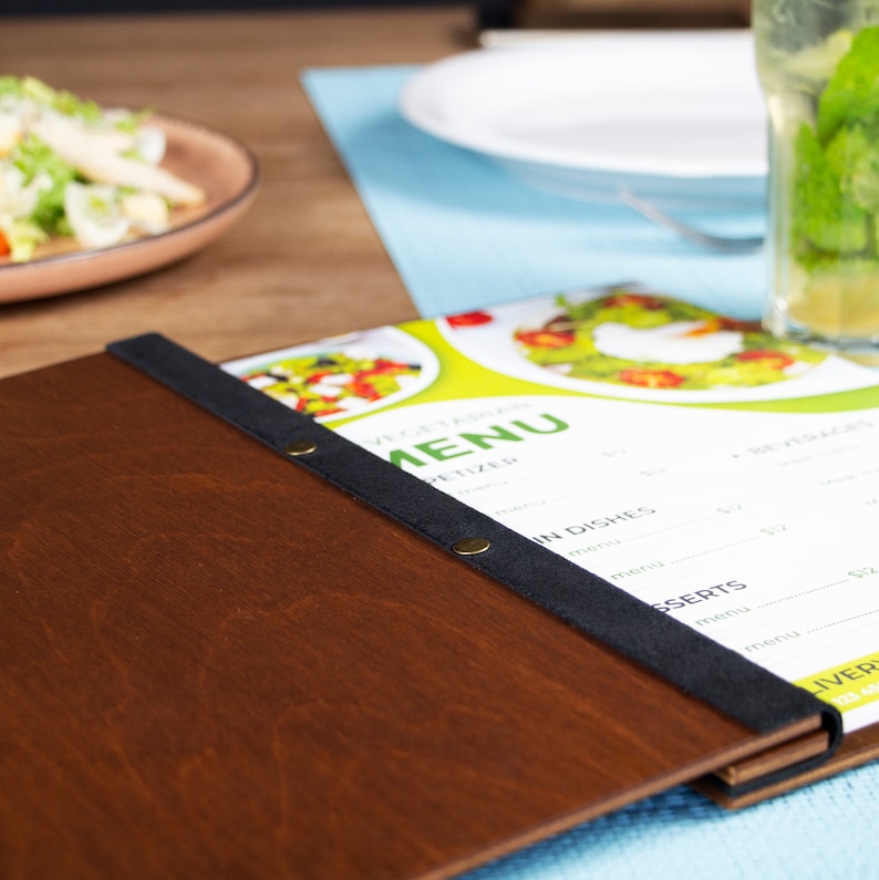 Personalized Menu Folder With Leather Strap Table Menu Holder Custom ...