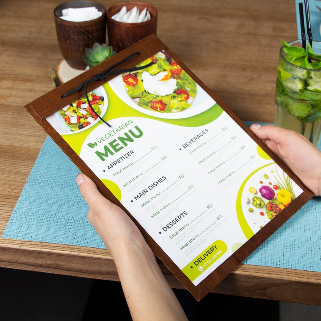 Wooden Menu Board Restaurant Menu Holder Menu Cover Menu Clipboard ...