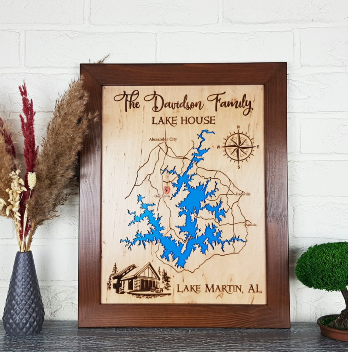 Wooden Lake Map any Lake Lake House Map River Map Large - Etsy