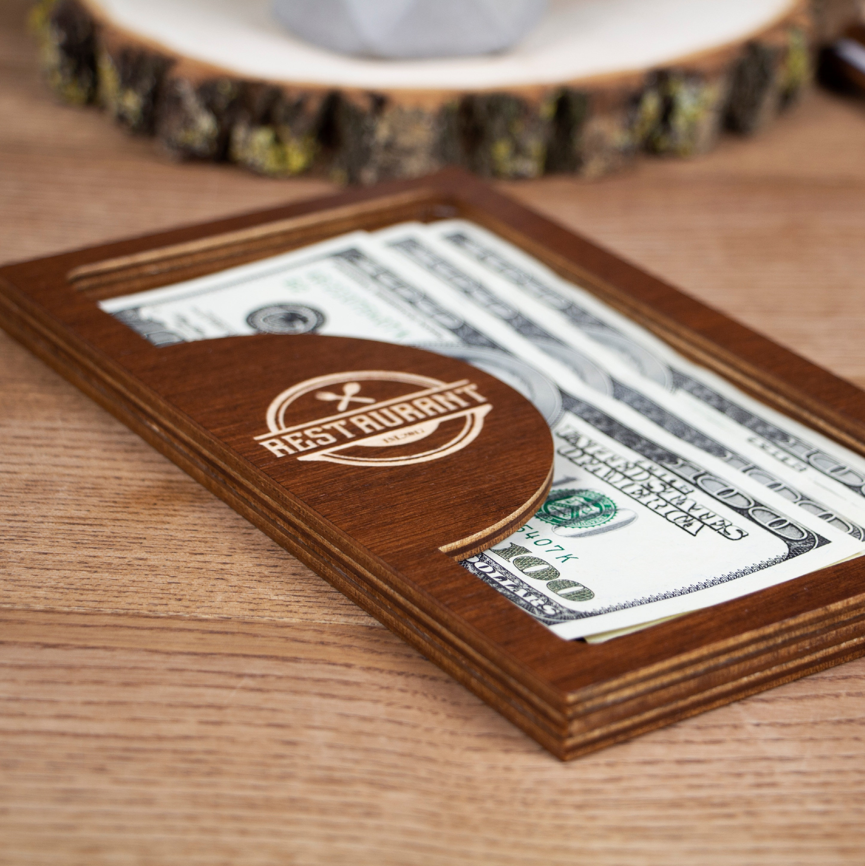 Wooden Bill Holder Guest Check Presenter Tray Personalized Check ...