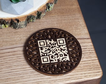 Personalized Wooden QR Code Plaque, Instagram QR Code Menu, Scan to ...