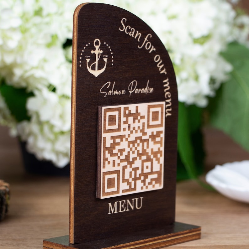 Custom Qr Code Sign Qr Code Tabletop Sign Restaurant QR Code Menu ...