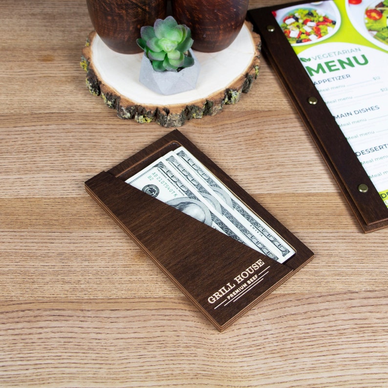 Wooden Check Presenter Custom Check Presenter Restaurant Bill Holder ...