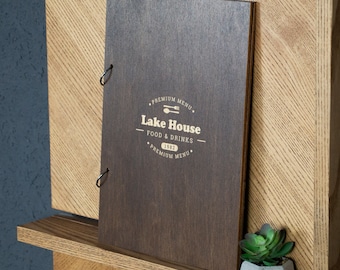 Wooden Menu Holder With Leather Strap Table Menu Folder Personalized ...