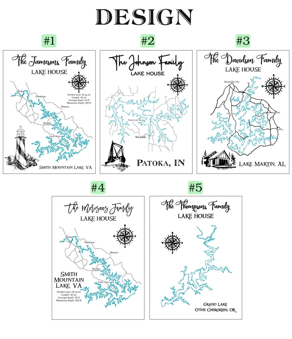 Wooden Lake Map any Lake Lake House Map River Map Large - Etsy