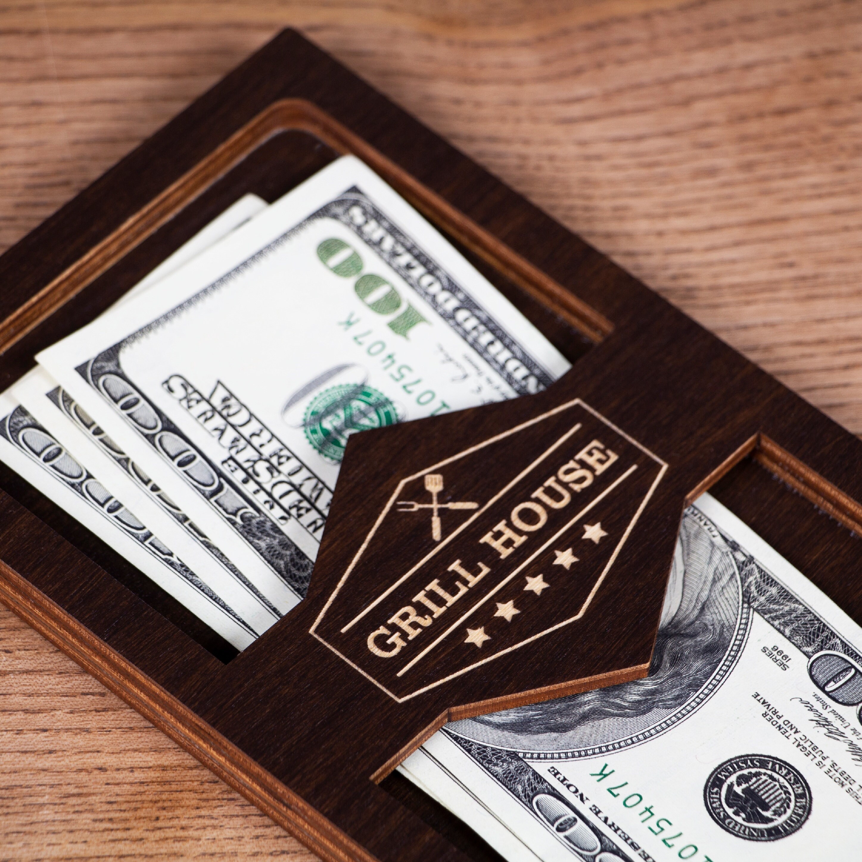 Personalized Check Holder Restaurant Money Holder Coupons Holder Wooden ...