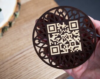 Personalized Wooden QR Code Plaque, Instagram QR Code Menu, Scan to ...