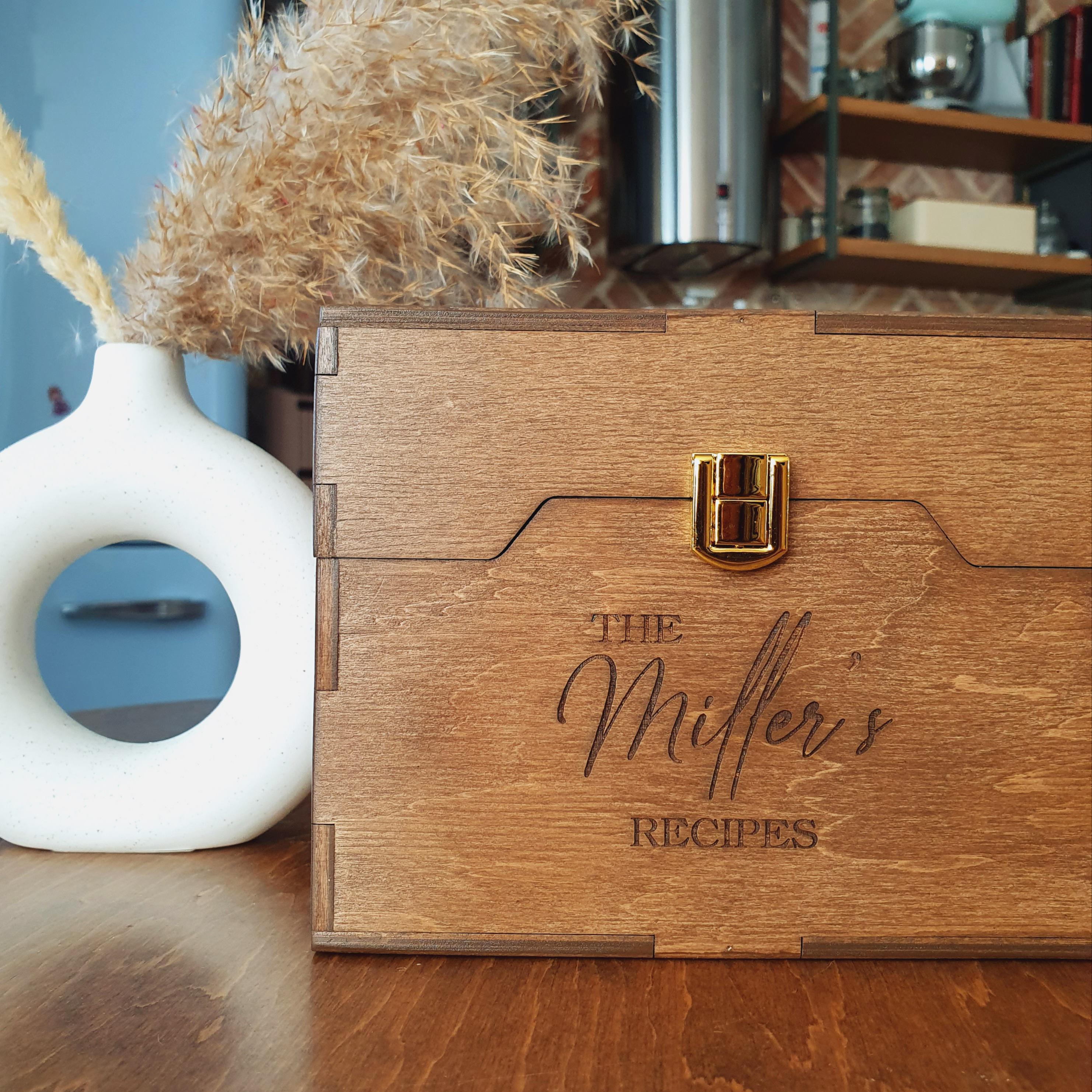 Personalized Recipe Box 4 X 6 Recipe Cards Box Christmas Gift for Mom ...