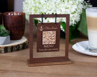 Table QR Code Sign QR Code Stand Tabletop Sign Small Bussiness Qr Code ...