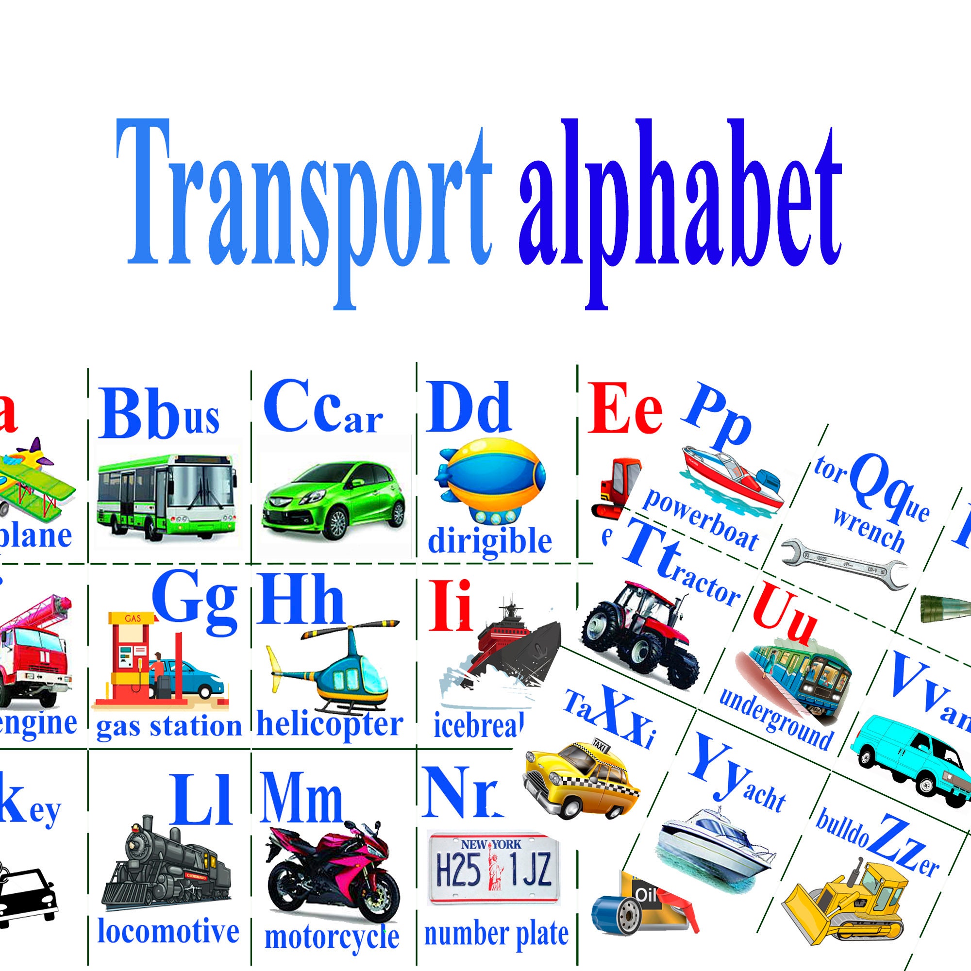 Transport alphabet PDF preschool activities for boys Vehicle | Etsy