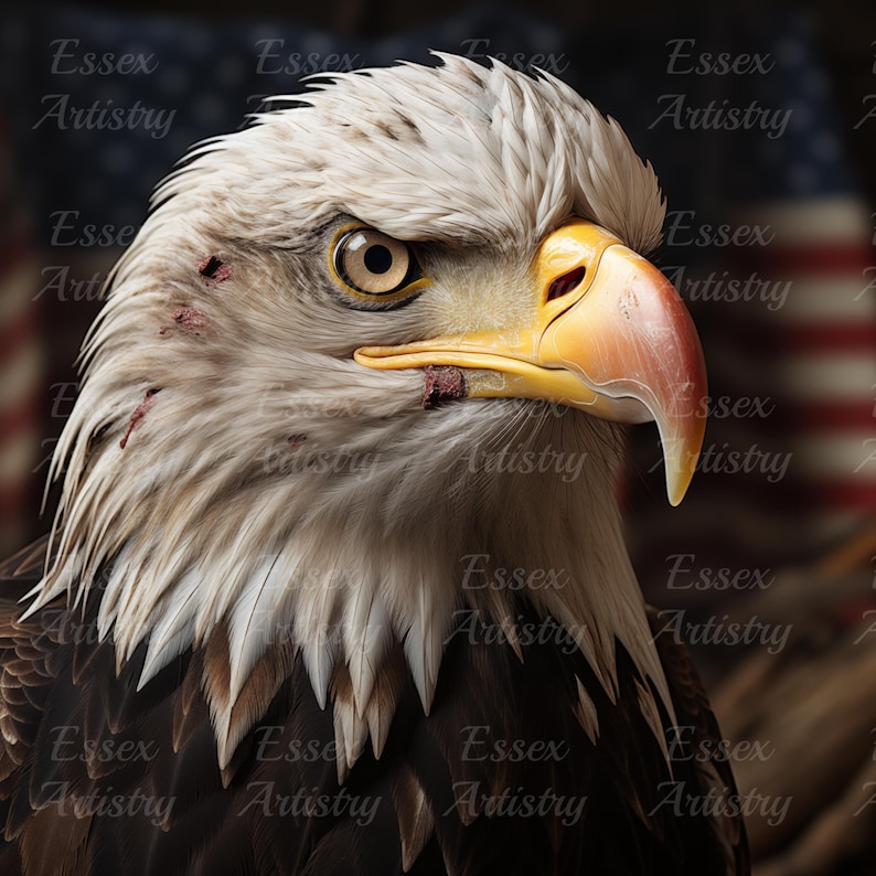 5-pack / Realistic Bald Eagle With Flag Background Close-up – High ...