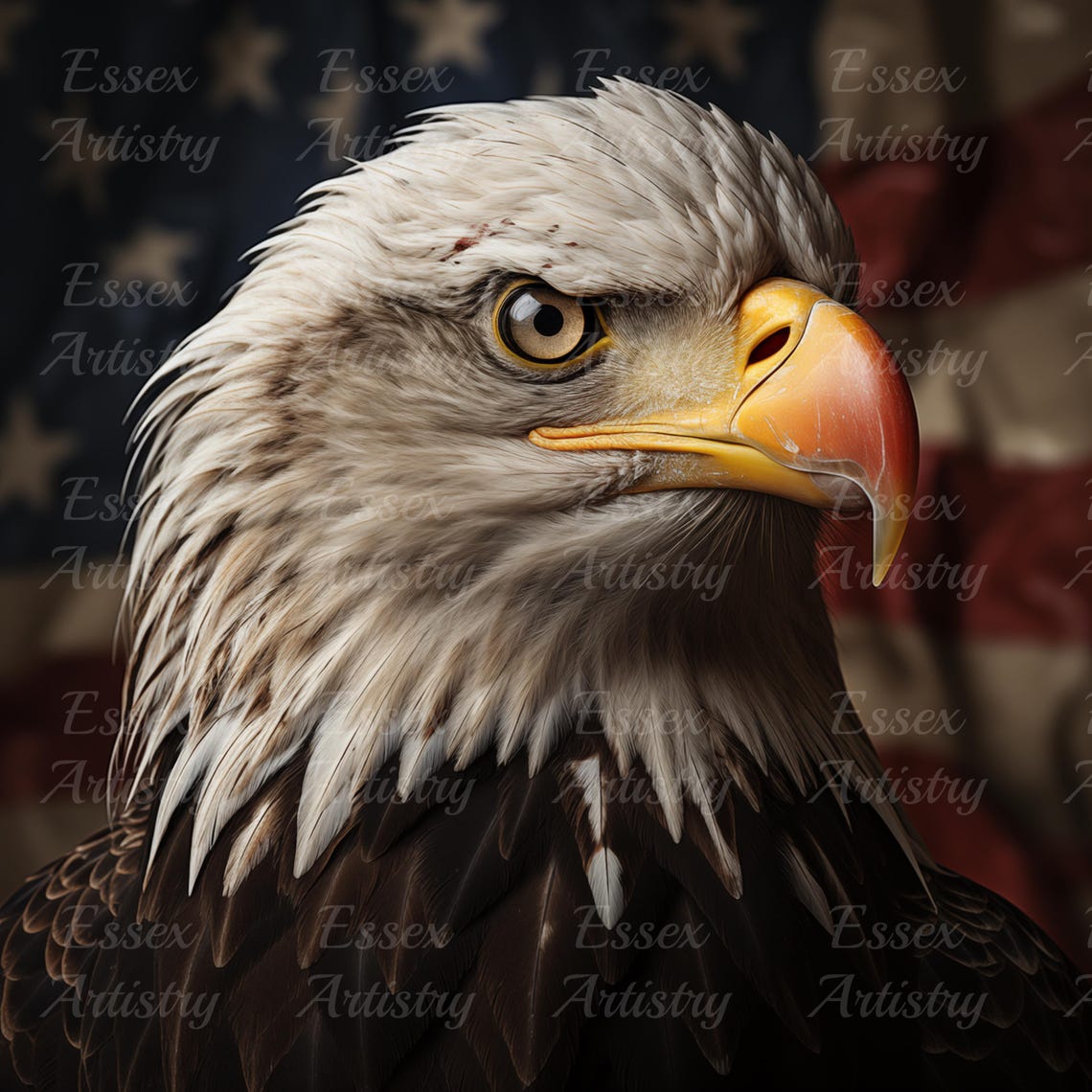 5-pack / Realistic Bald Eagle With Flag Background Close-up – High ...