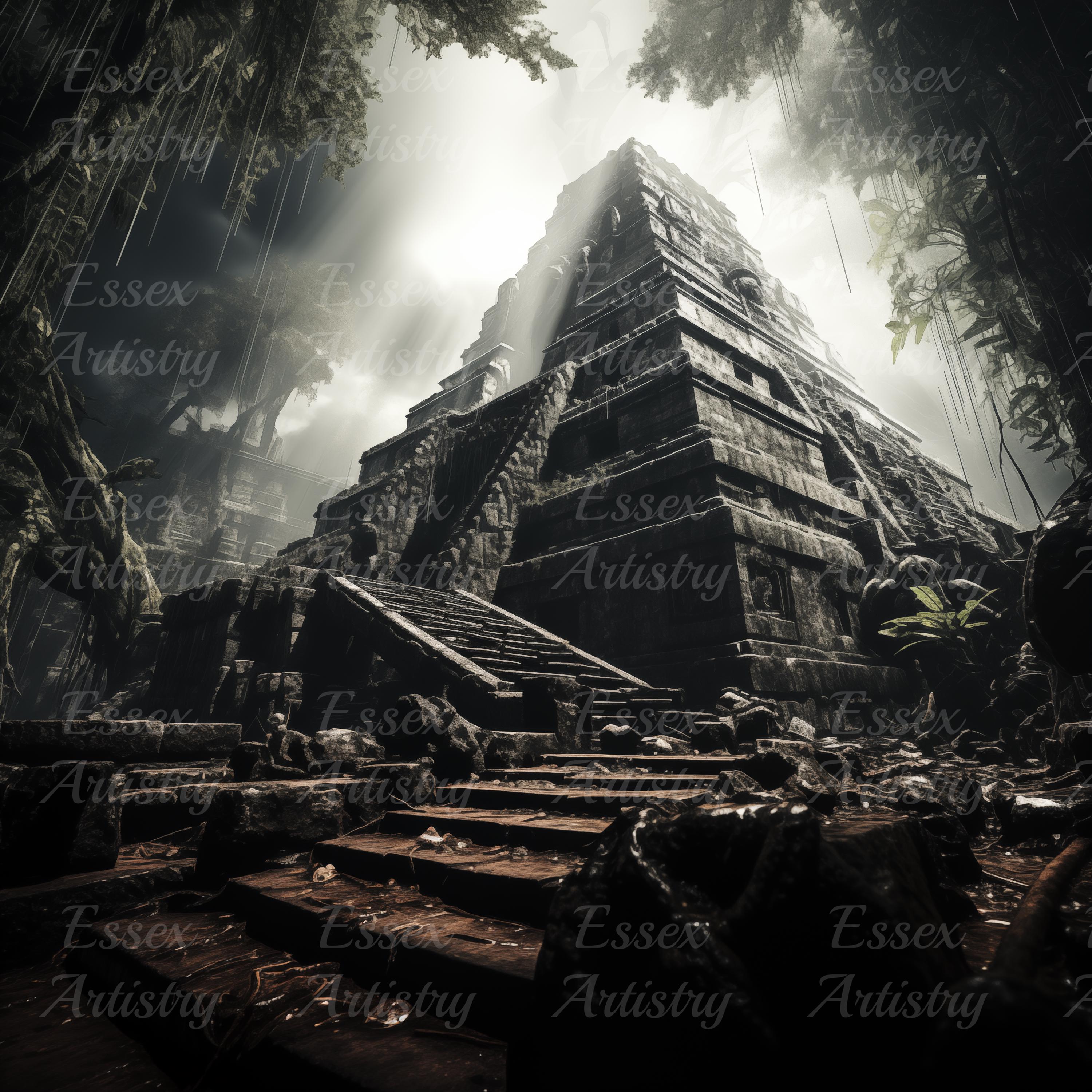 Ancient Mayan Pyramid Digital Artwork | Mystical Jungle Temple Prints ...