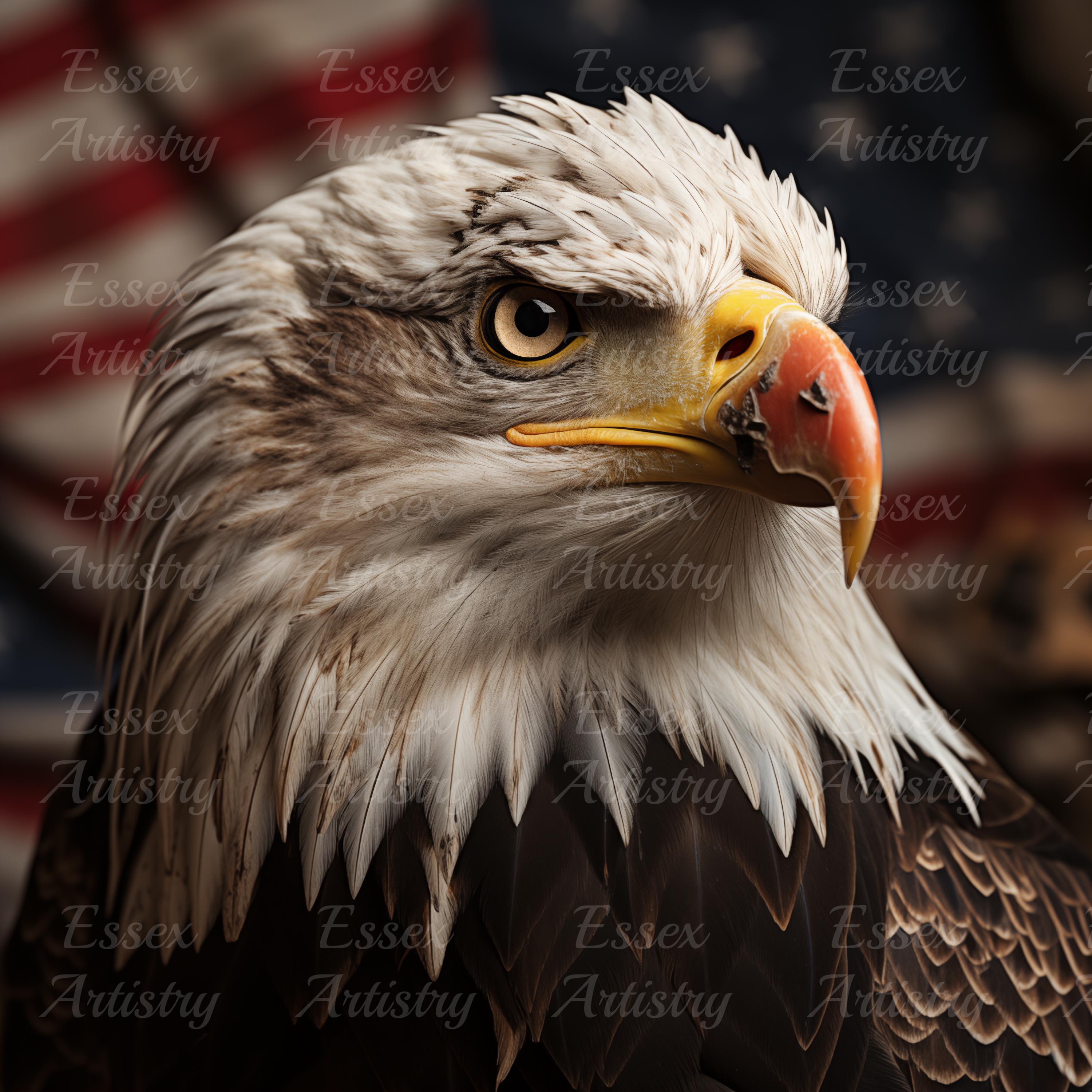 5-pack / Realistic Bald Eagle With Flag Background Close-up – High ...