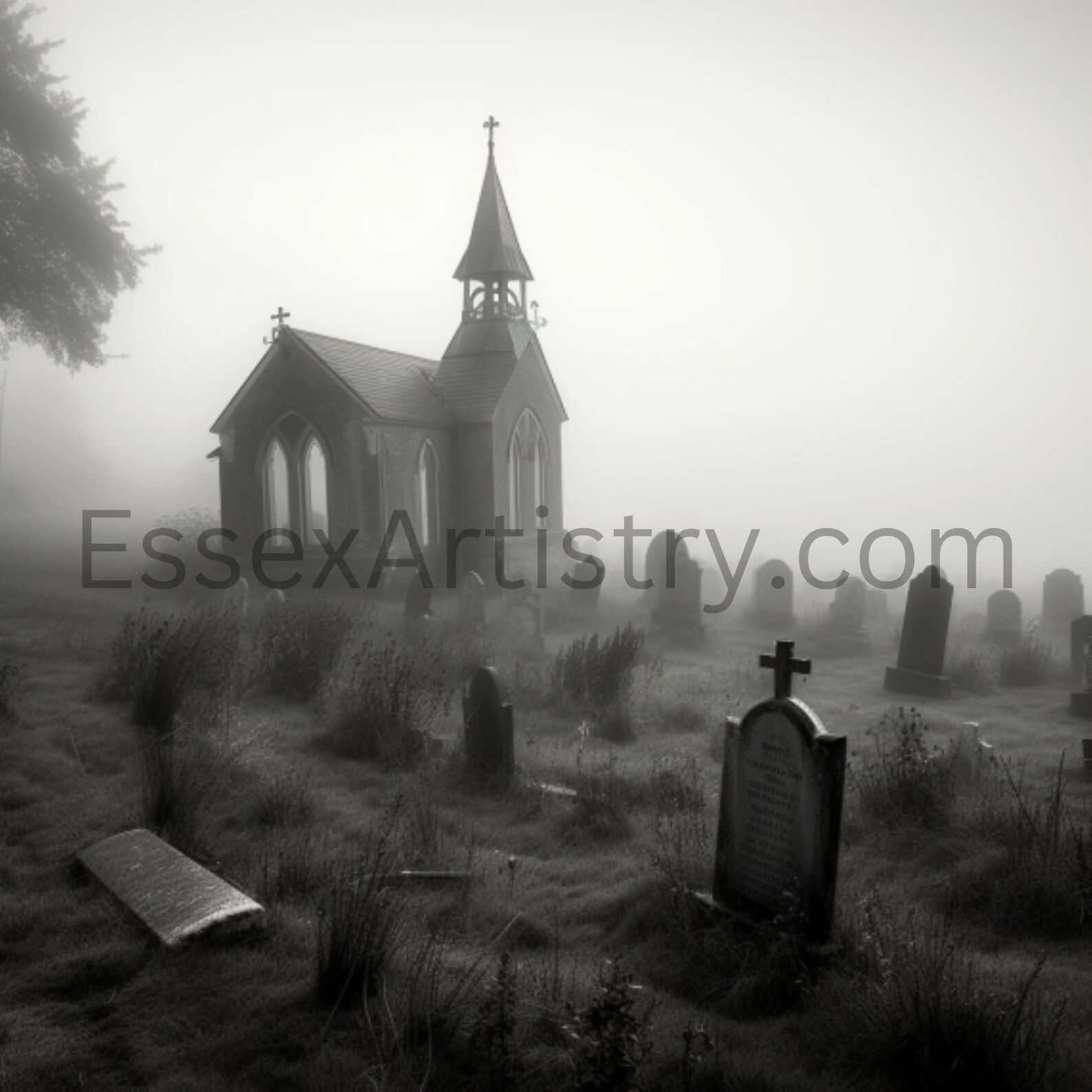 Abandoned Church in Graveyard With Fog. - Etsy