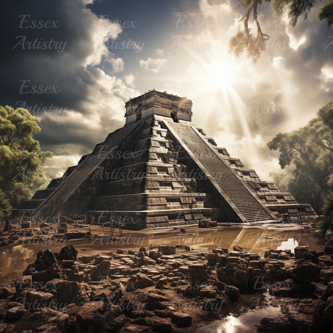 Ancient Mayan Pyramid Digital Artwork | Mystical Jungle Temple Prints ...