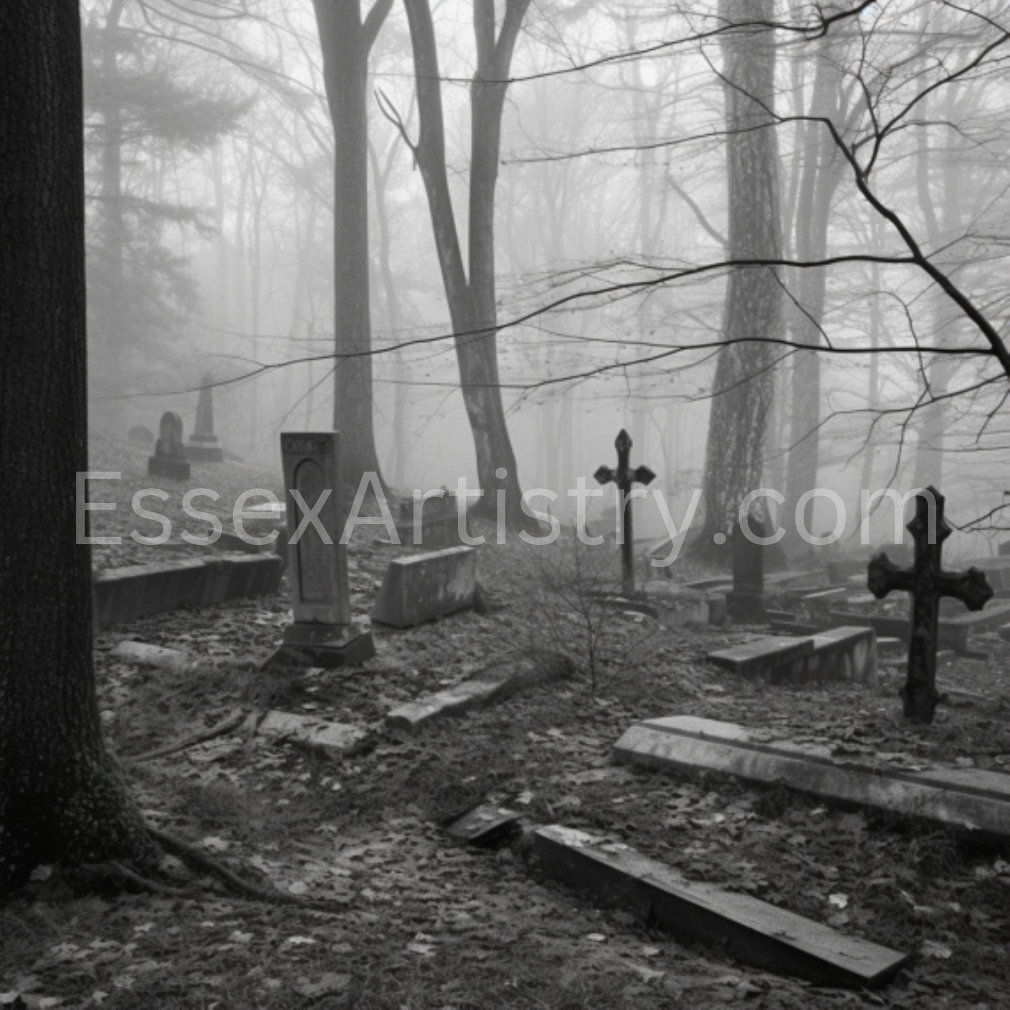 Abandoned Graveyard in Woods With Fog. - Etsy